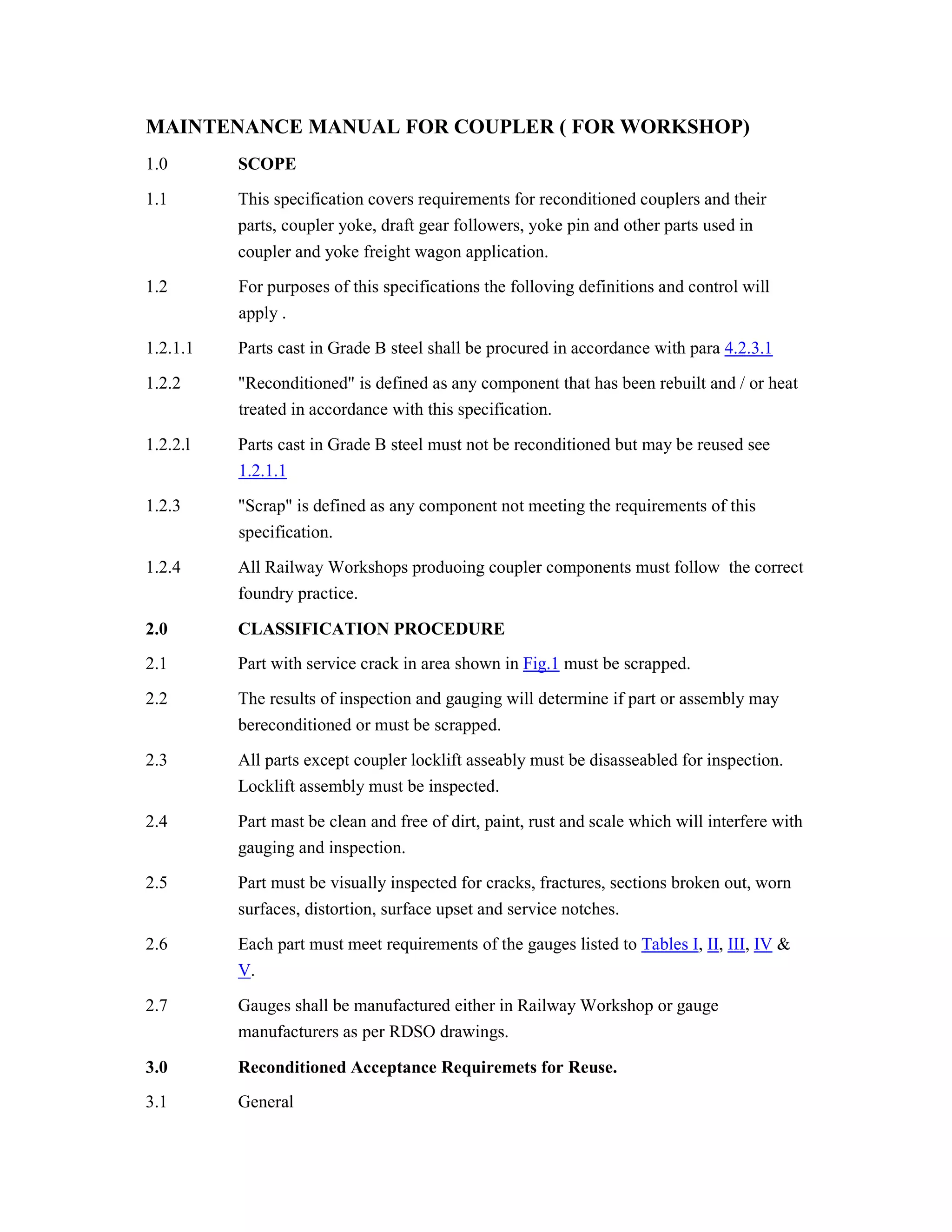 G 80. inspection and maintenance of centre buffer couplers ( for ...