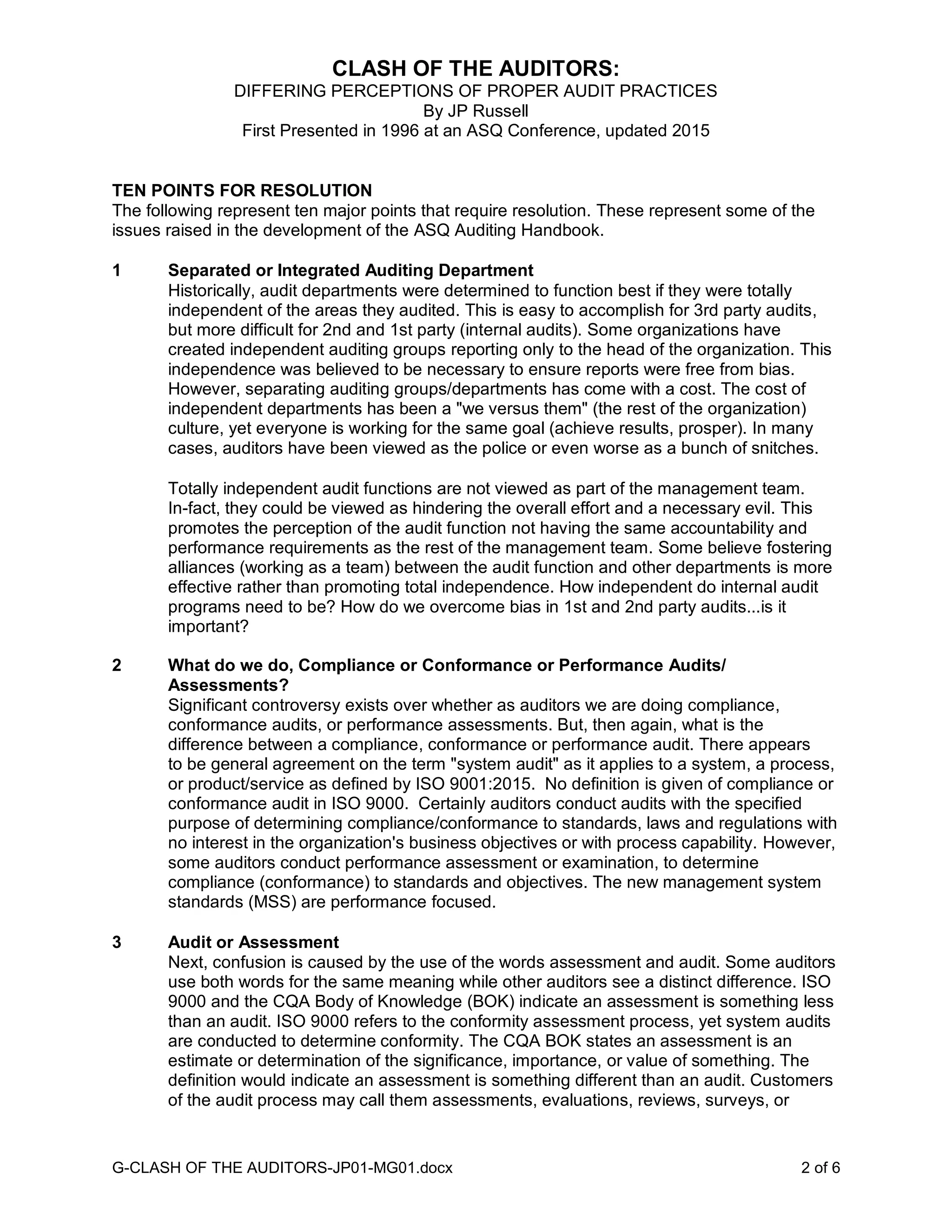 Clash of the Auditors | PDF