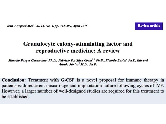 Role of Subcutaneous G-CSF Infusion in Thin Endometrium | PPTX