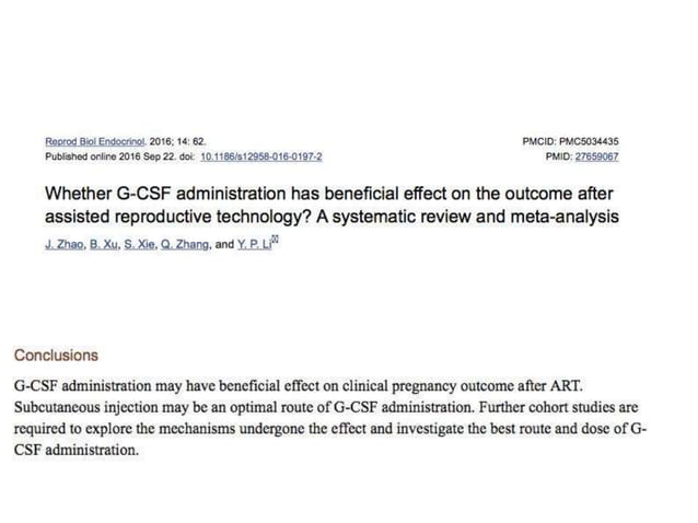 Role of Subcutaneous G-CSF Infusion in Thin Endometrium | PPTX