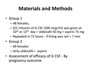 Role of Subcutaneous G-CSF Infusion in Thin Endometrium | PPTX