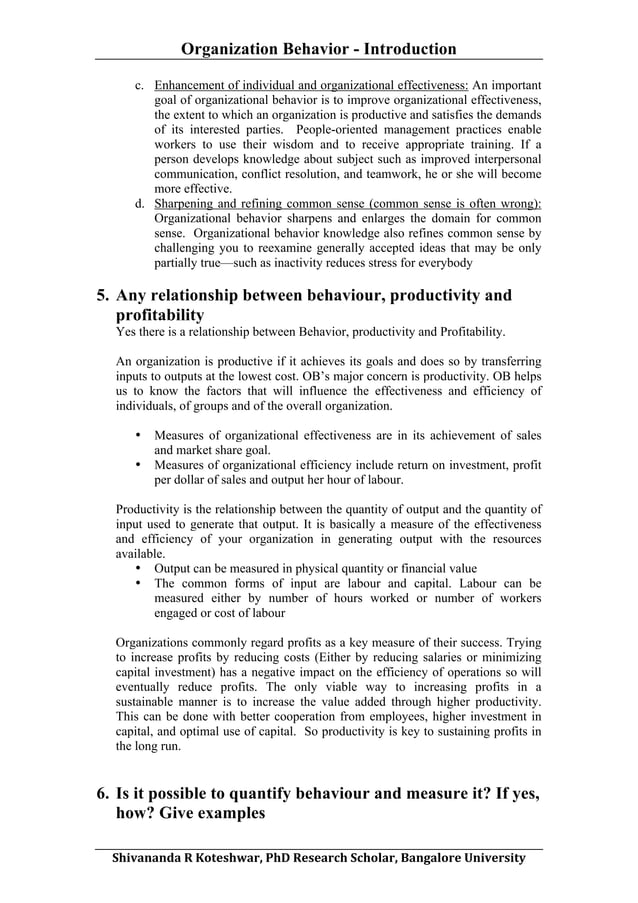 Organization Behavior - Introduction | PDF