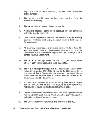 Kerala Land Acquissition- R &R Policy | DOC