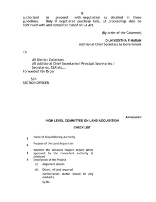 Kerala Land Acquissition- R &R Policy | DOC