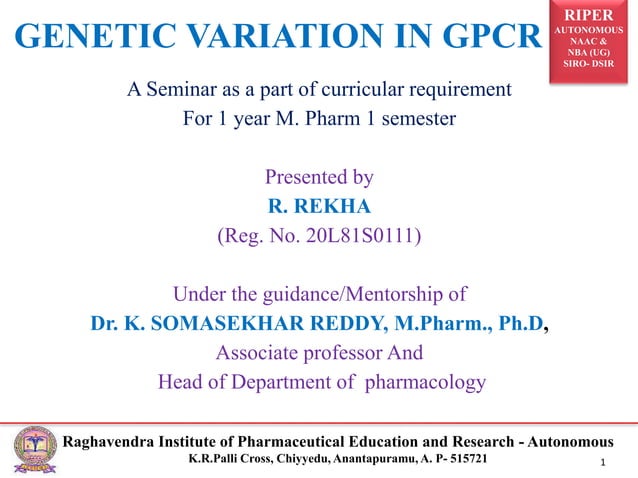 GENETIC VARIATION IN GPCR | PPTX