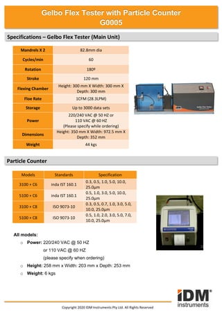 Gelbo Flex Tester with Particle counter | PDF | Home Appliances | Home ...