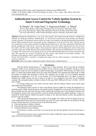 Authenticated Access Control for Vehicle Ignition System by Smart Card ...