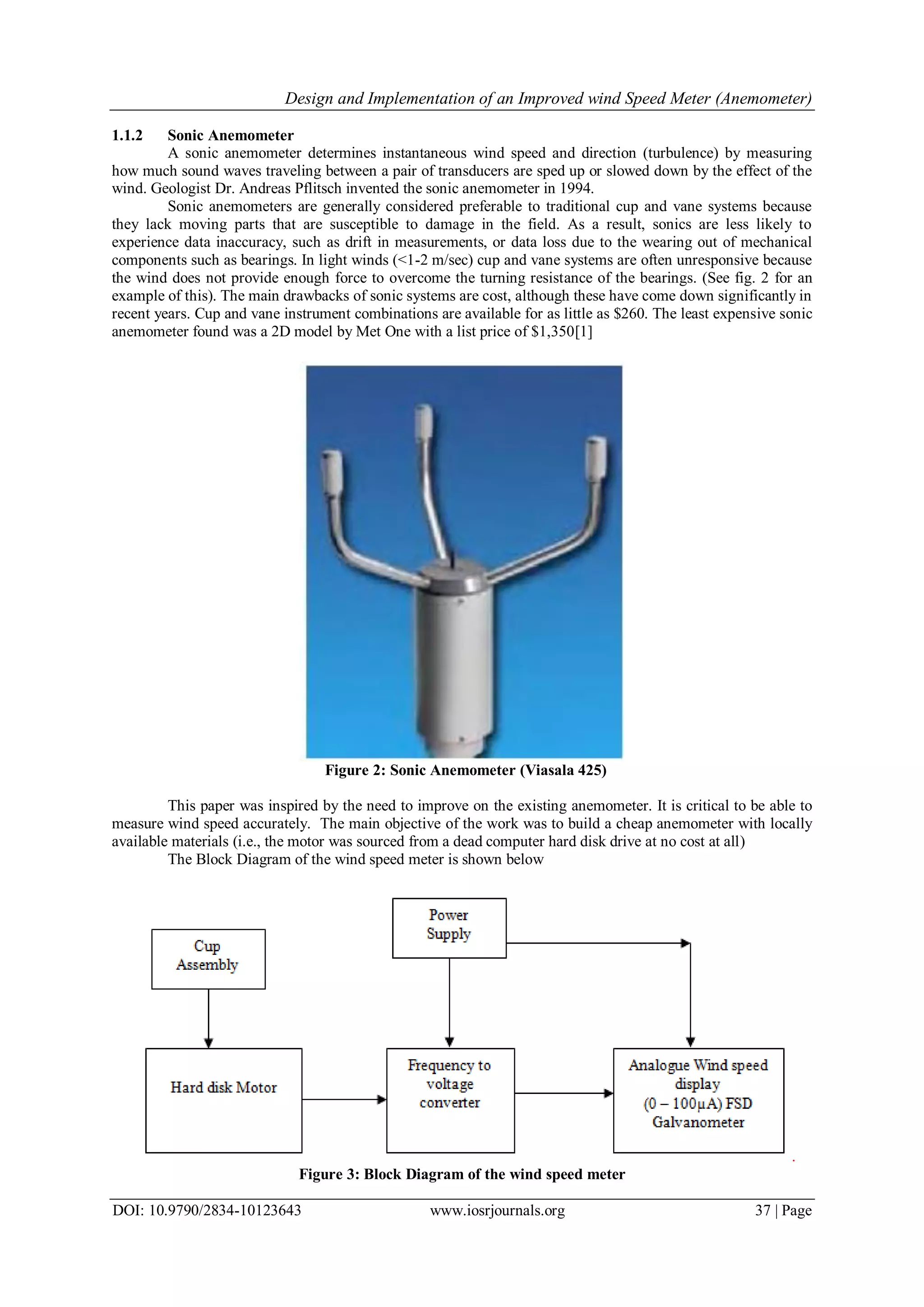 Design and Implementation of an Improved Wind Speed Meter (Anemometer ...