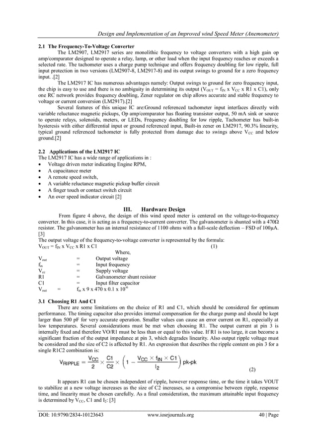 Design and Implementation of an Improved Wind Speed Meter (Anemometer ...