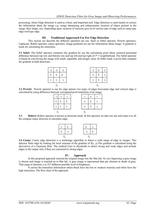 EDGE Detection Filter for Gray Image and Observing Performances | PDF