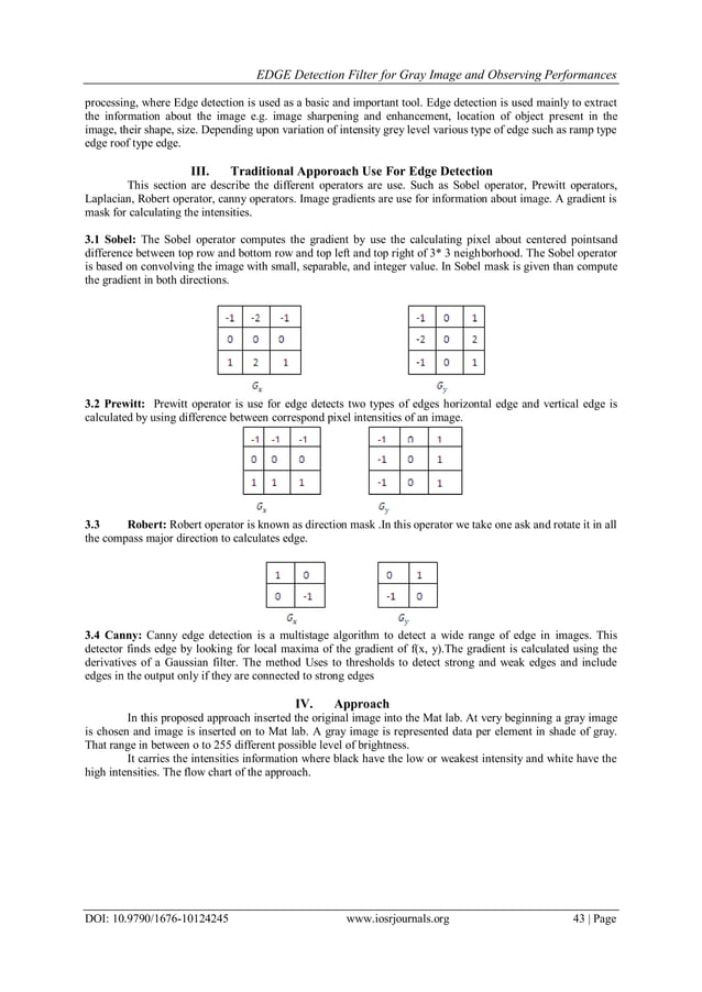 Edge Detection Filter For Gray Image And Observing Performances Pdf