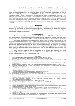 Studies on Seasonal Variations in the Occurrences of Schistosoma ...