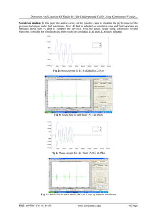 Detection and Location of Faults in 11KV Underground Cable by using Continuous Wavelet Transform ...