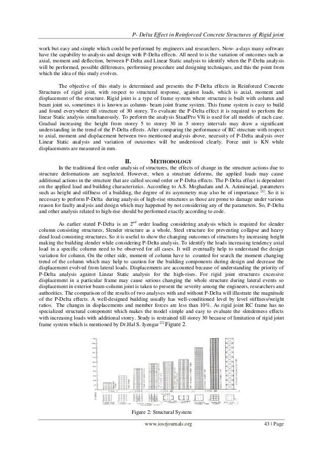 P- Delta Effect in Reinforced Concrete Structures of Rigid joint
