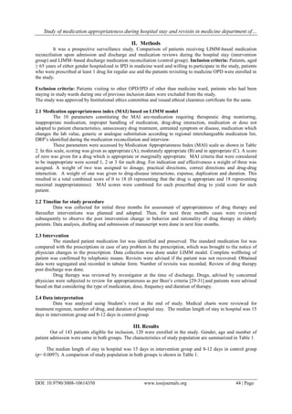 Study of medication appropriateness during hospital stay and revisits ...