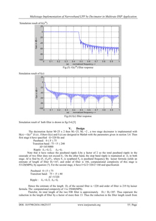 Multistage Implementation of Narrowband LPF by Decimator in Multirate DSP Application. | PDF