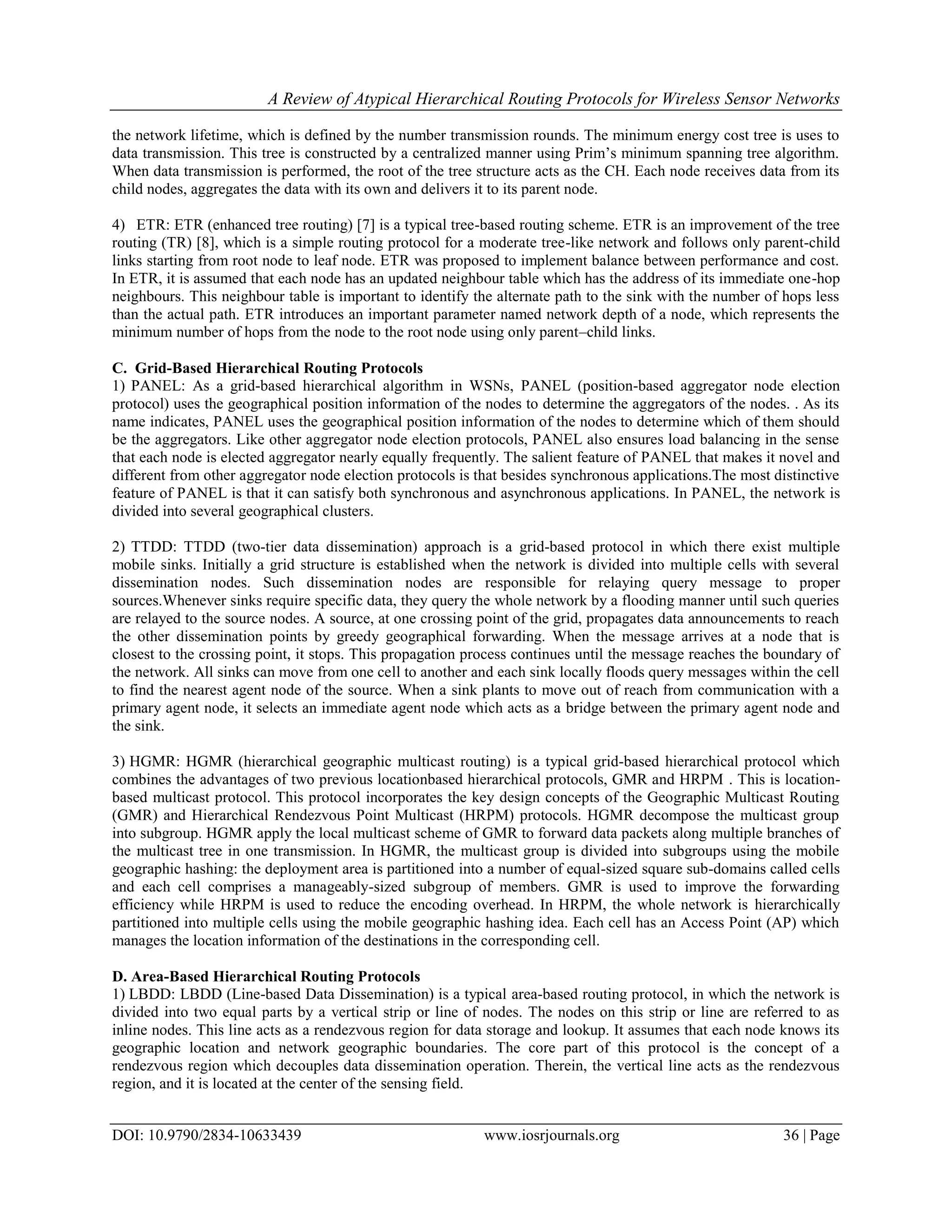 A Review of Atypical Hierarchical Routing Protocols for Wireless Sensor Networks | PDF