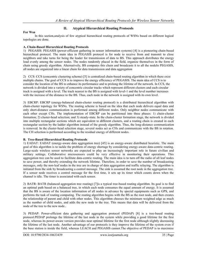 A Review of Atypical Hierarchical Routing Protocols for Wireless Sensor Networks | PDF