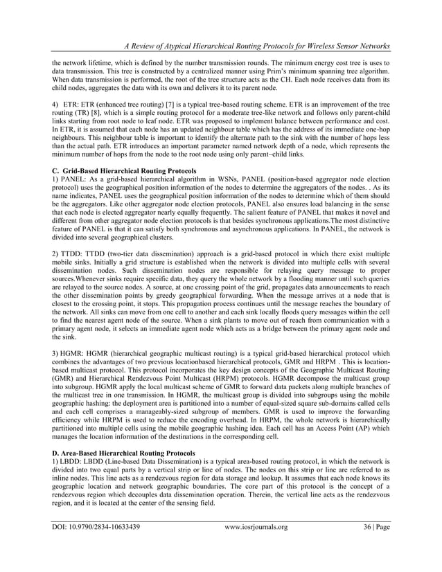 A Review Of Atypical Hierarchical Routing Protocols For Wireless Sensor