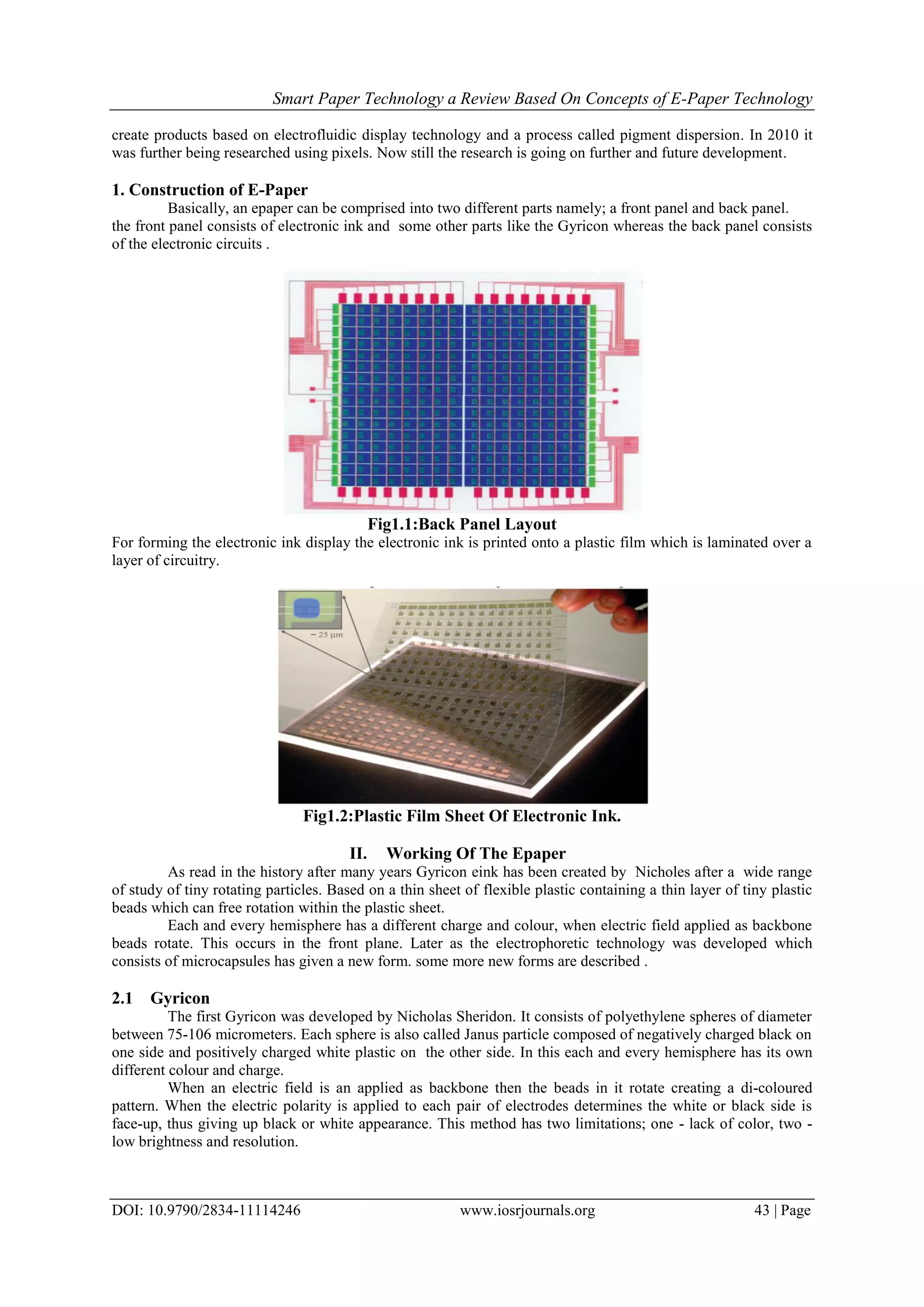 Smart Paper Technology a Review Based On Concepts of EPaper Technology ...