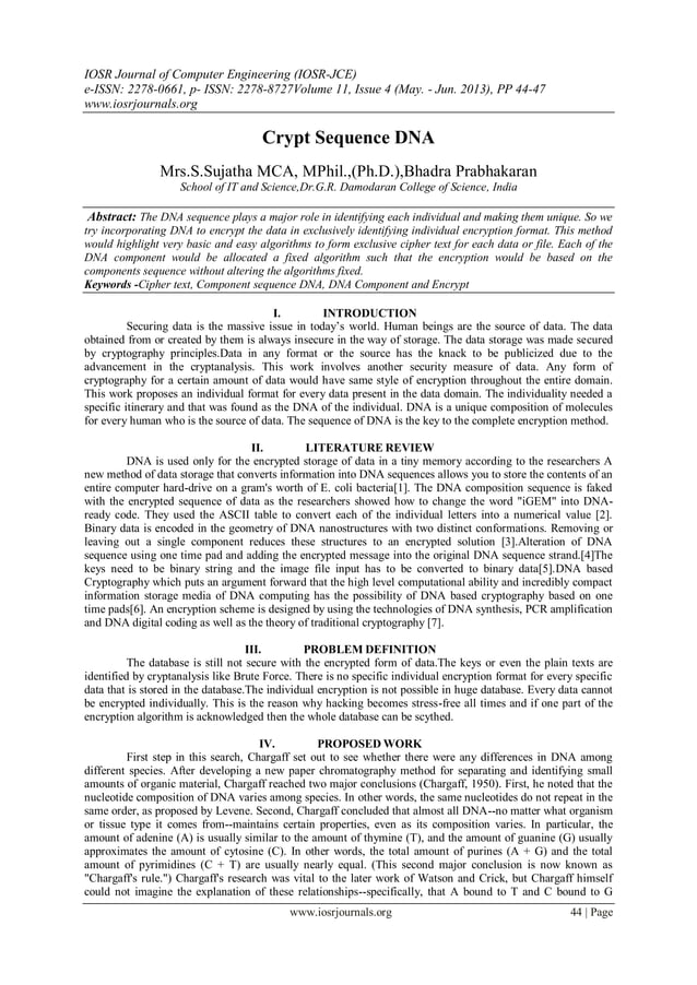 Crypt Sequence DNA | PDF