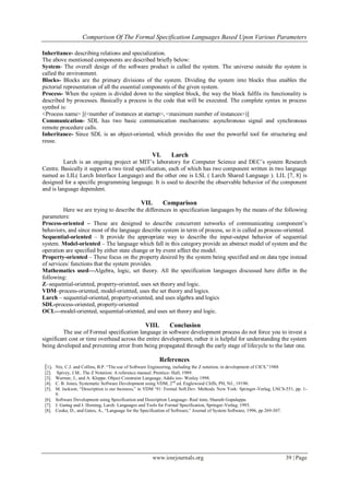 Comparison of the Formal Specification Languages Based Upon Various Parameters | PDF