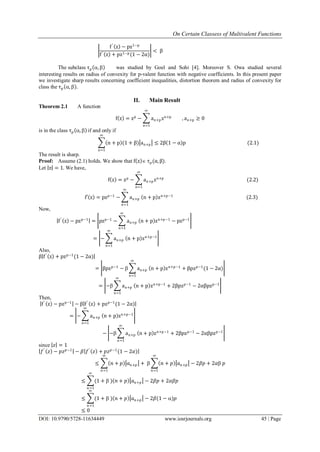 On Certain Classess of Multivalent Functions | PDF