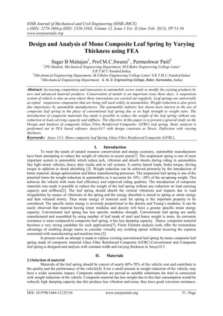 Design and Analysis of Mono Composite Leaf Spring by Varying Thickness ...