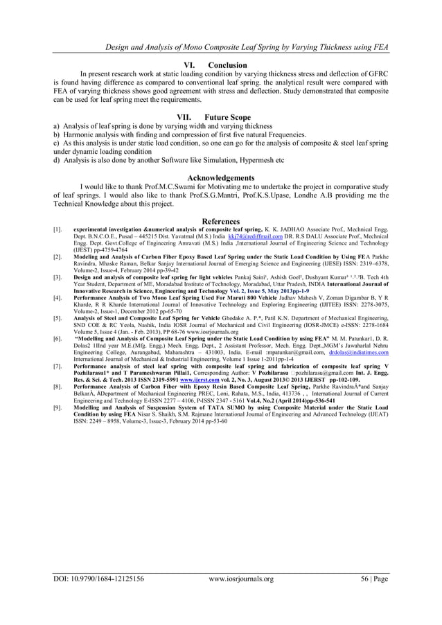 Design And Analysis Of Mono Composite Leaf Spring By Varying Thickness