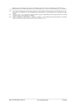 Optimization of Cutting Parameters for Minimizing Cycle Time in Machining of SS 310 using ...
