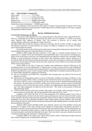 Measurement of Efficiency Level in Nigerian Seaport after Reform Policy ...