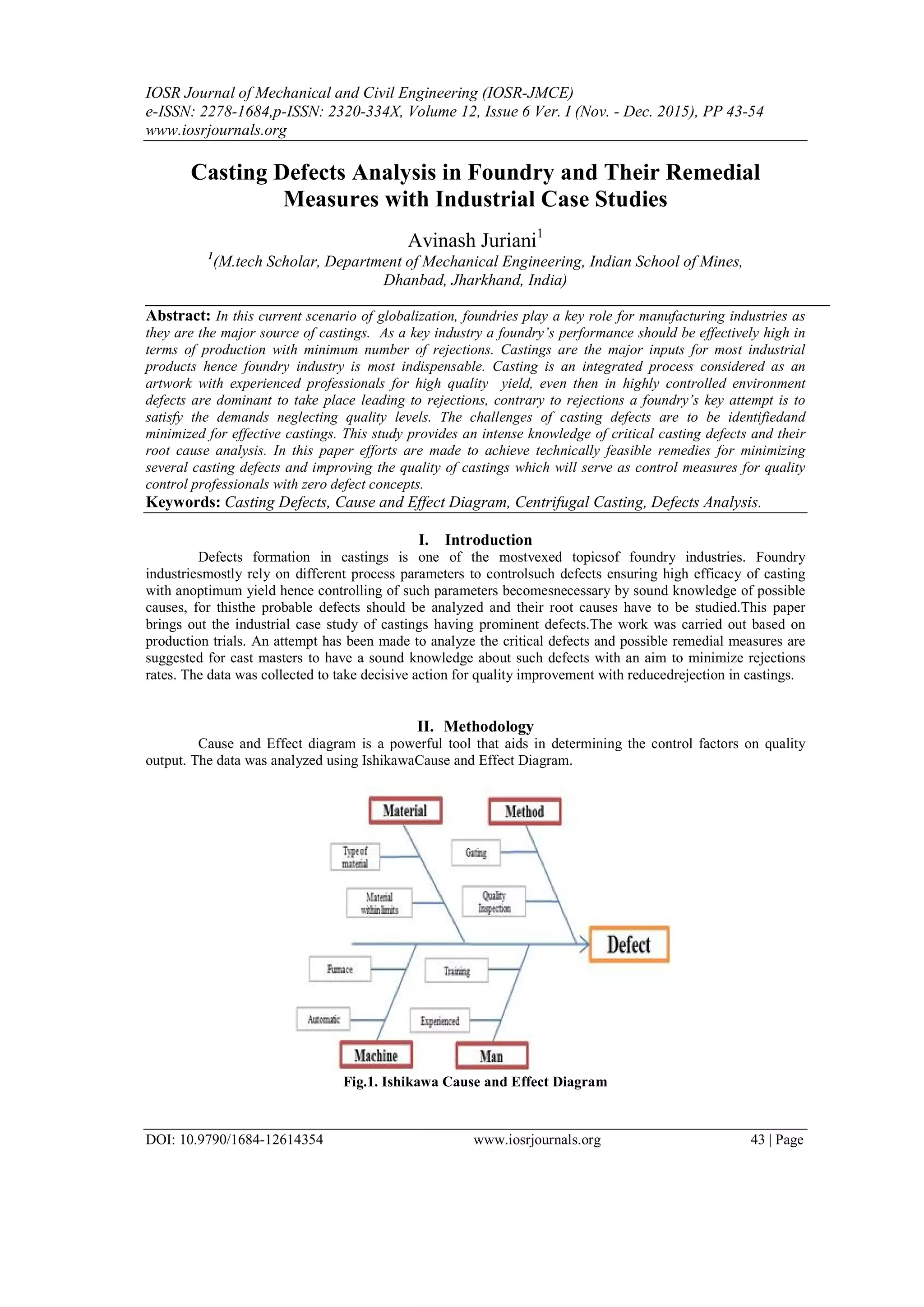 Casting Defects Analysis in Foundry and Their Remedial Measures with ...