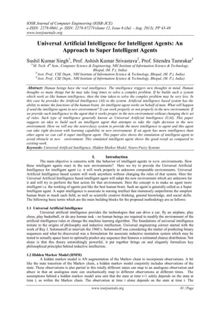 Universal Artificial Intelligence for Intelligent Agents: An Approach to Super Intelligent ...