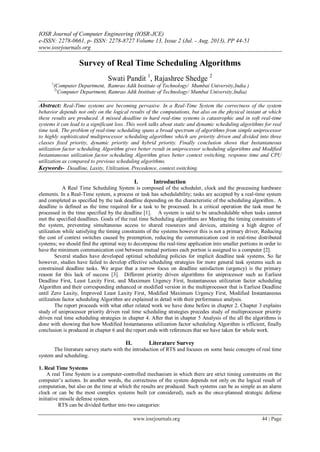 Survey of Real Time Scheduling Algorithms | PDF | Operating Systems | Computer Software and ...