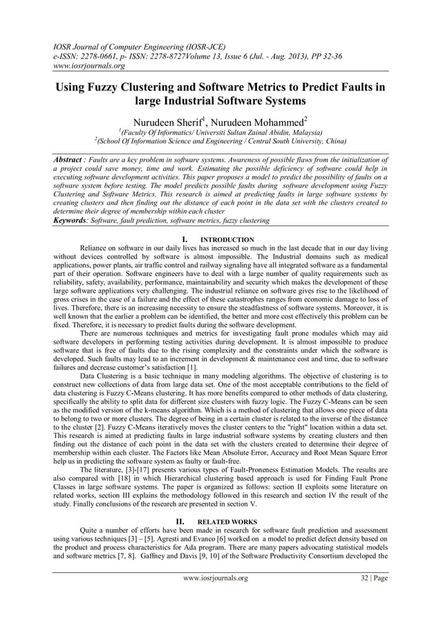 Using Fuzzy Clustering and Software Metrics to Predict Faults in large Industrial Software ...