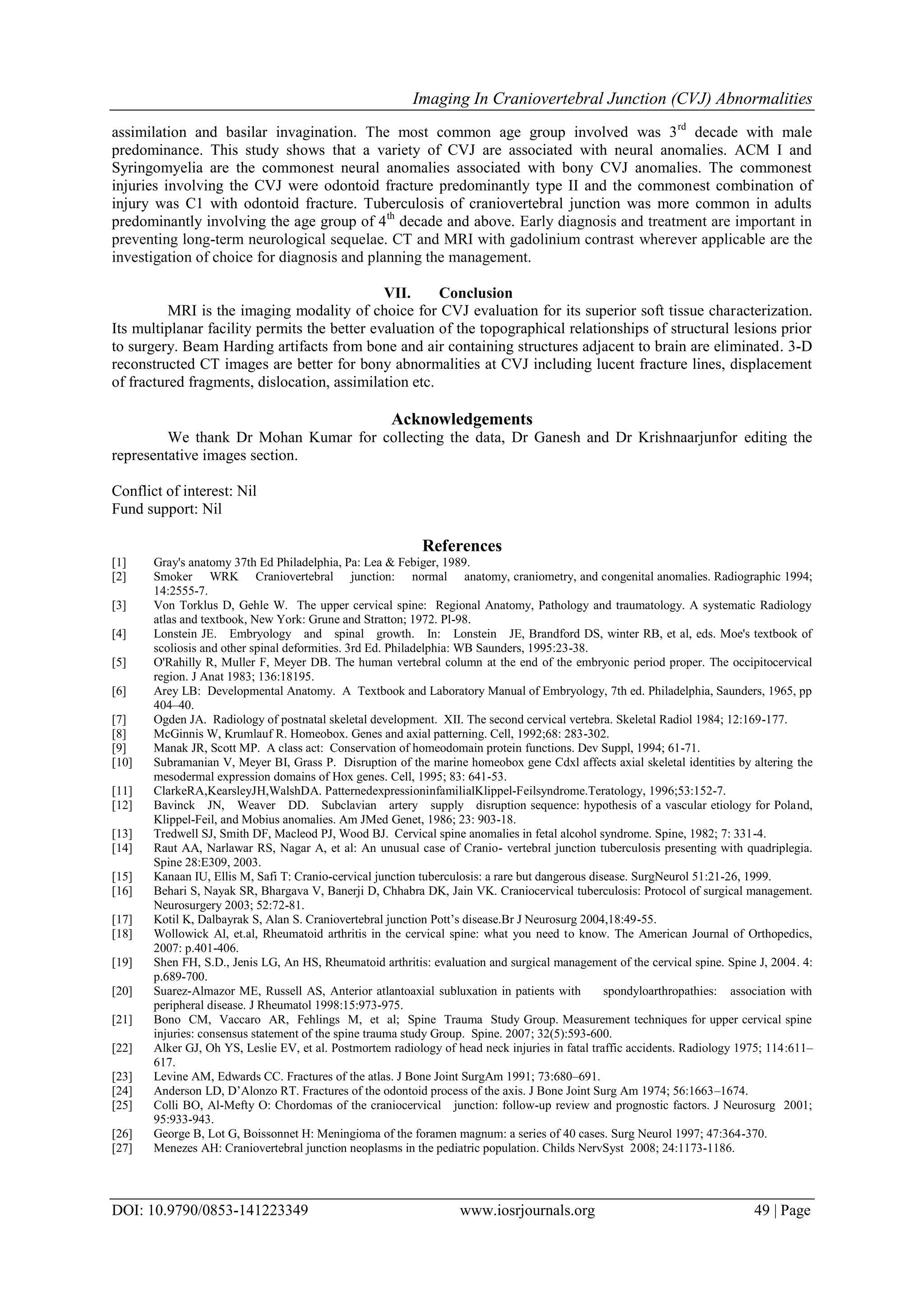 Imaging In Craniovertebral Junction (CVJ) Abnormalities | PDF