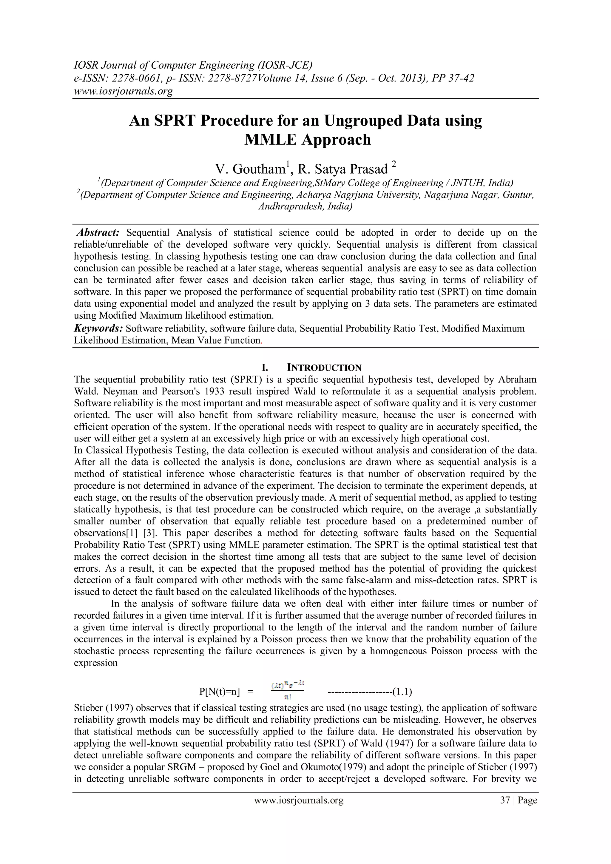 An SPRT Procedure for an Ungrouped Data using MMLE Approach | PDF