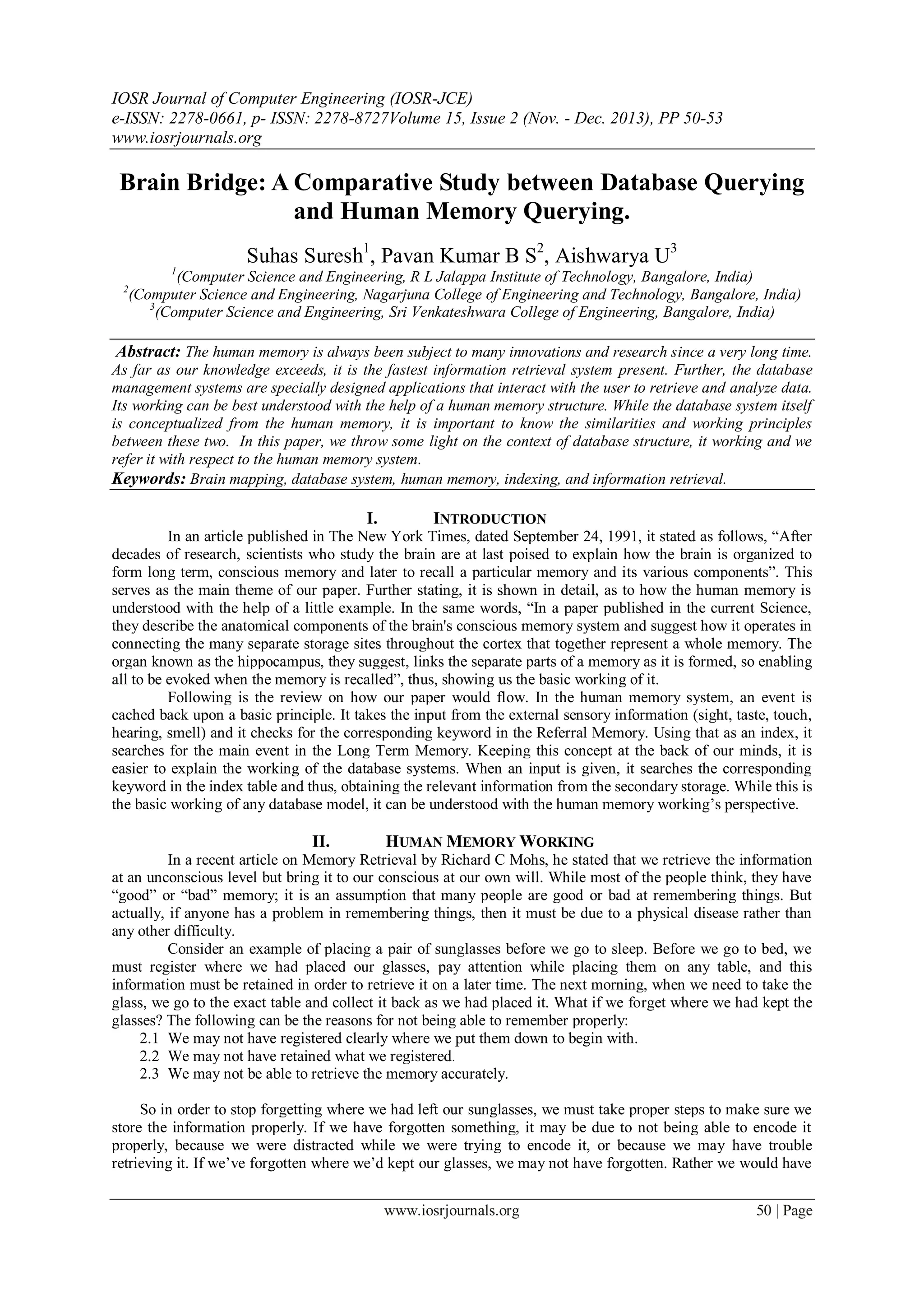 Brain Bridge: A Comparative Study between Database Querying and Human ...