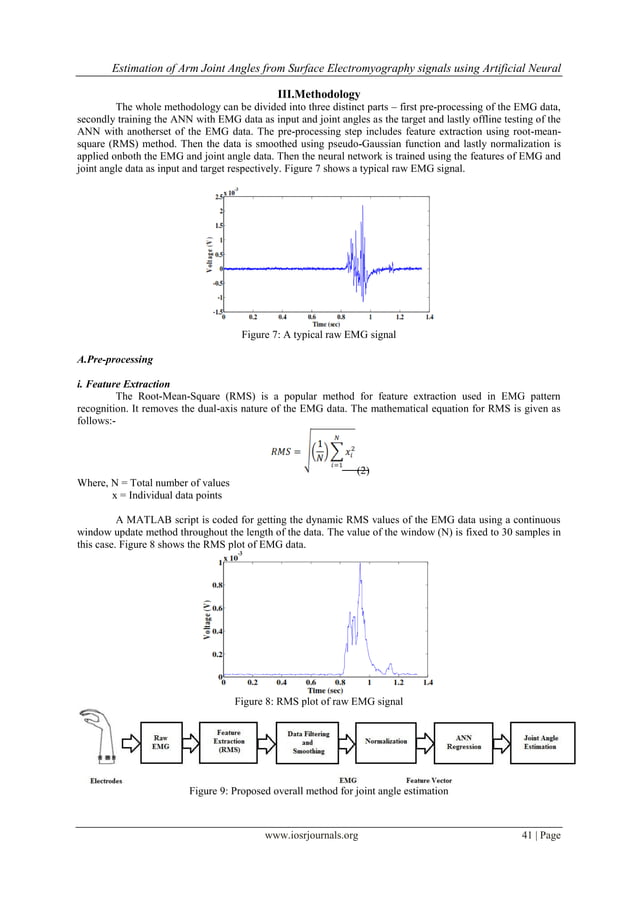 Estimation of Arm Joint Angles from Surface Electromyography signals using Artificial Neural ...