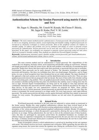 Authentication Scheme for Session Password using matrix Colour and Text ...