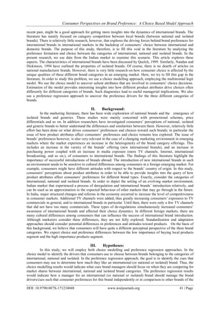 Consumer Perspectives on Brand Preference: A Choice Based Model ...