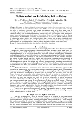 Big Data Analysis and Its Scheduling Policy – Hadoop | PDF | Cloud Computing | Internet