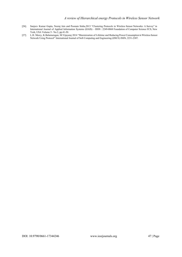 A review of Hierarchical energy Protocols in Wireless Sensor Network | PDF