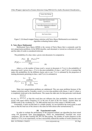 Filter-Wrapper Approach to Feature Selection Using PSO-GA for Arabic Document Classification ...