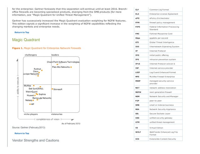 G02.2013 magic quadrant for enterprise network firewall | PPT