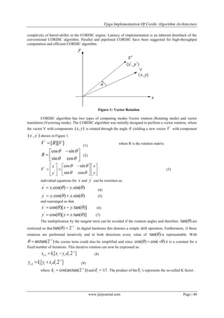 FPGA Implementation of CORDIC Algorithm Architecture | PDF