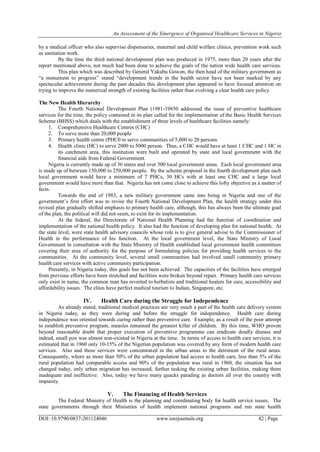 An Assessment of the Emergence of Organised Healthcare Services in ...