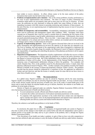 An Assessment of the Emergence of Organised Healthcare Services in ...