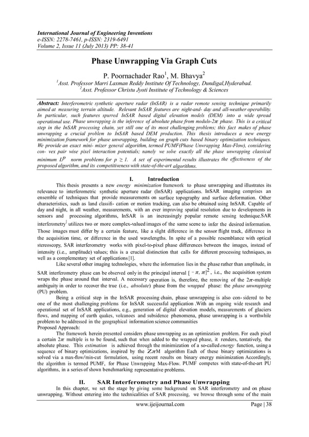 Phase Unwrapping Via Graph Cuts | PDF