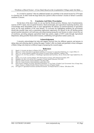 “Problems of Rural Farmer: A Case Study Based on the Lowphulabori Village under the Raha Block ...